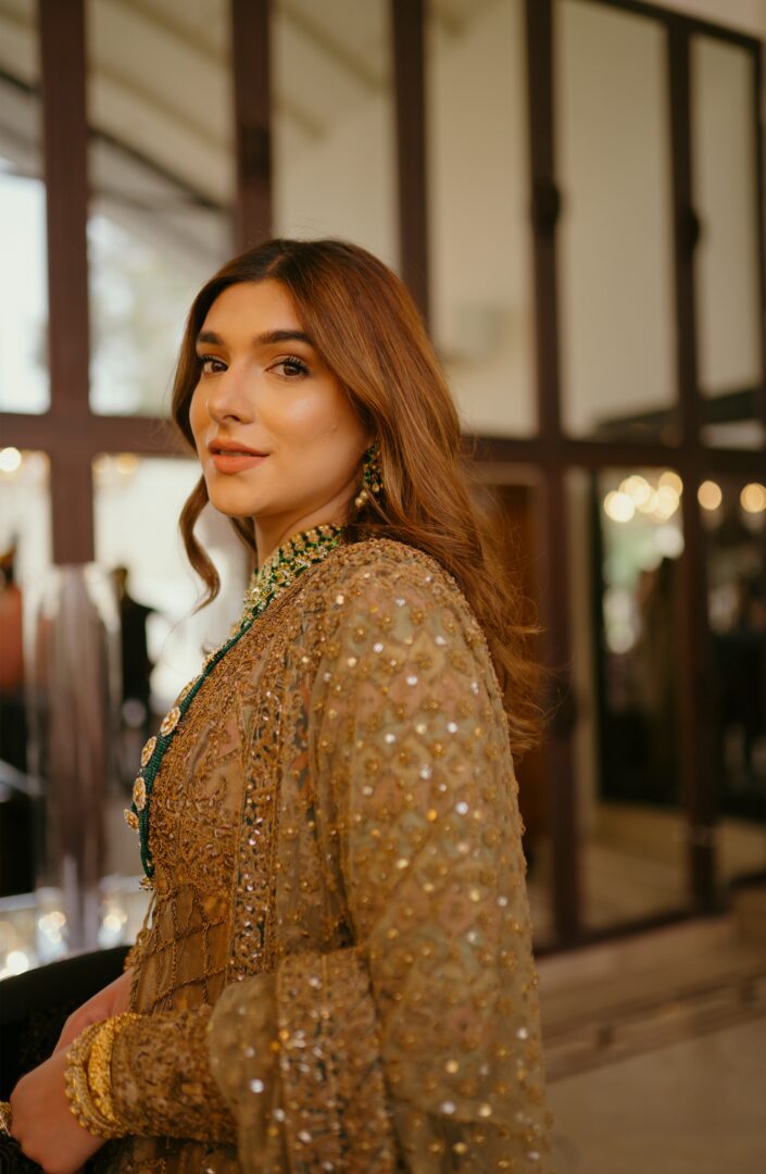 HSY| Classic Embroidered Front-open Gown with a Lehenga