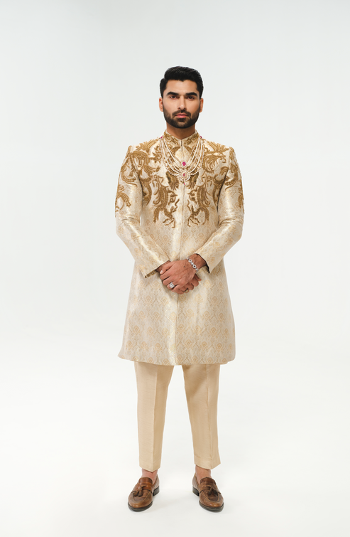 HSY | Signature Ivory Sherwani with Zardozi embellishments